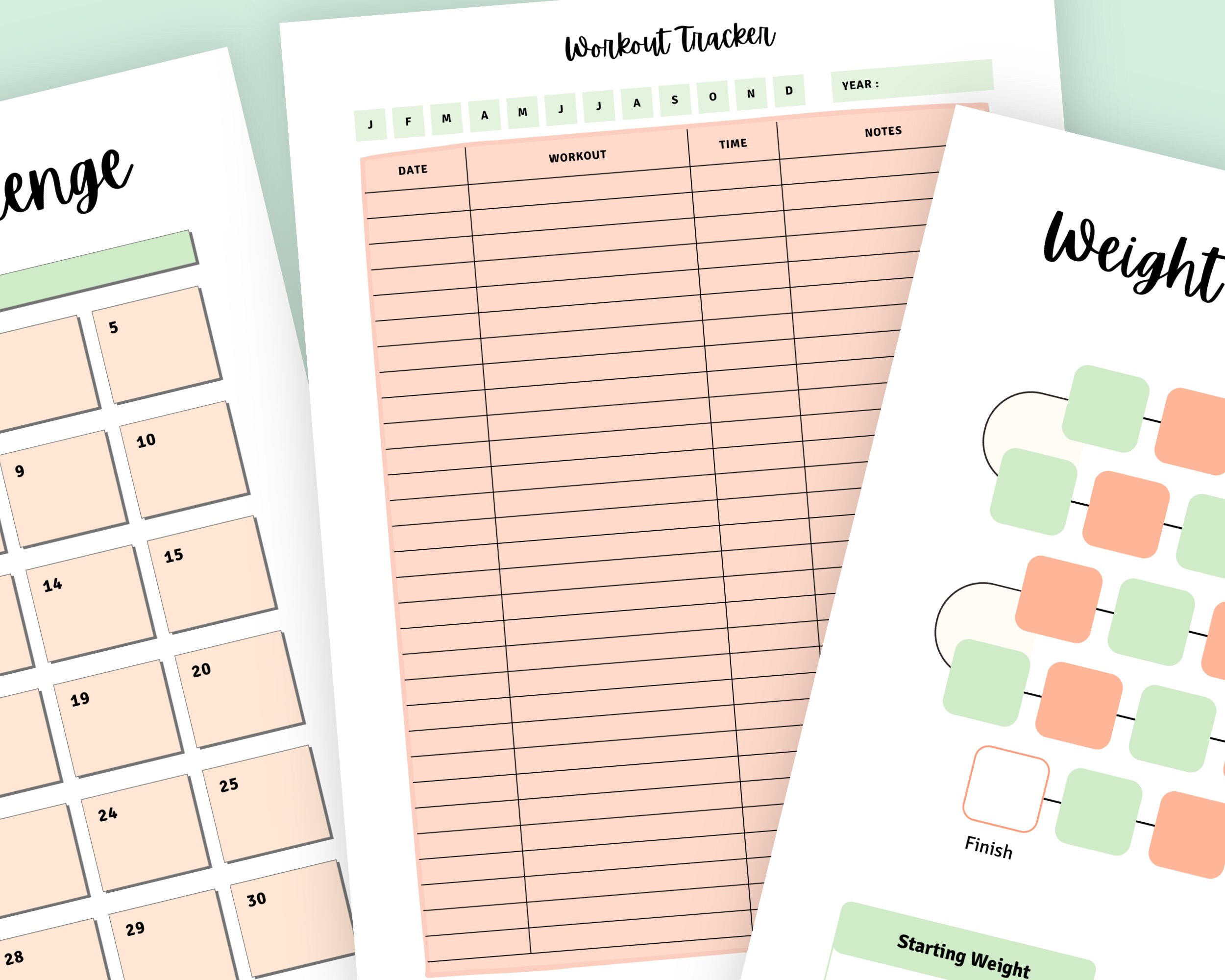 Health & Fitness Planner Printable, Weight Loss Tracker Digital ...
