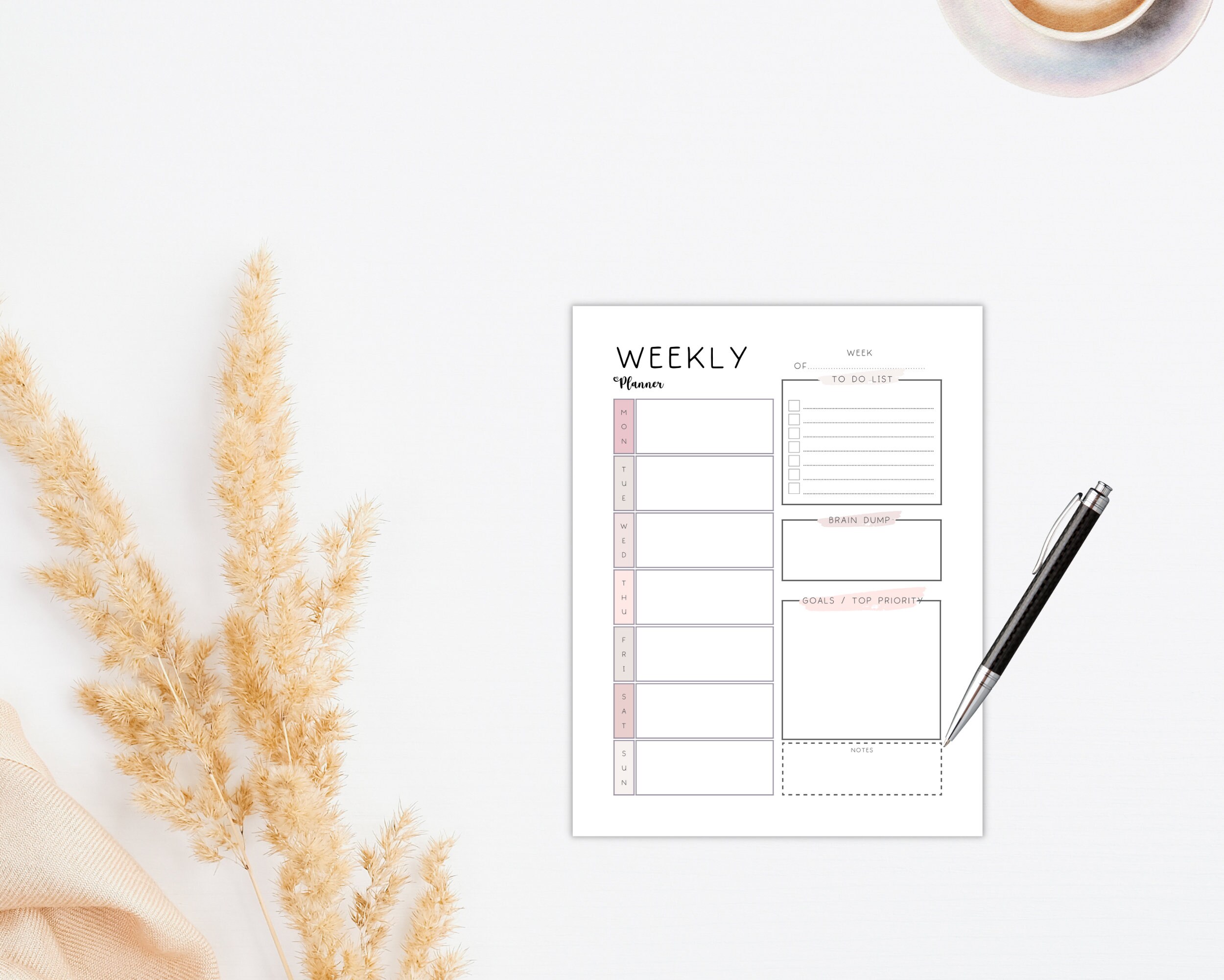 Weekly Planner Printable, Digital Weekly Planner, Weekly Schedule ...