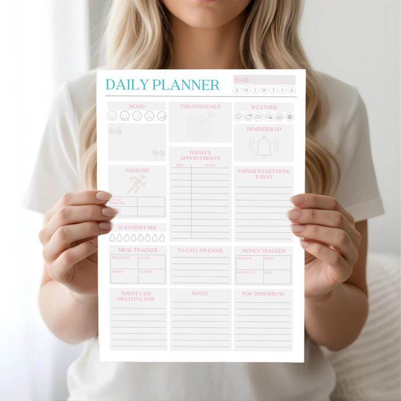 Daily Planner, Hourly Schedule & to Do List, Digital PDF, US Letter A4 ...
