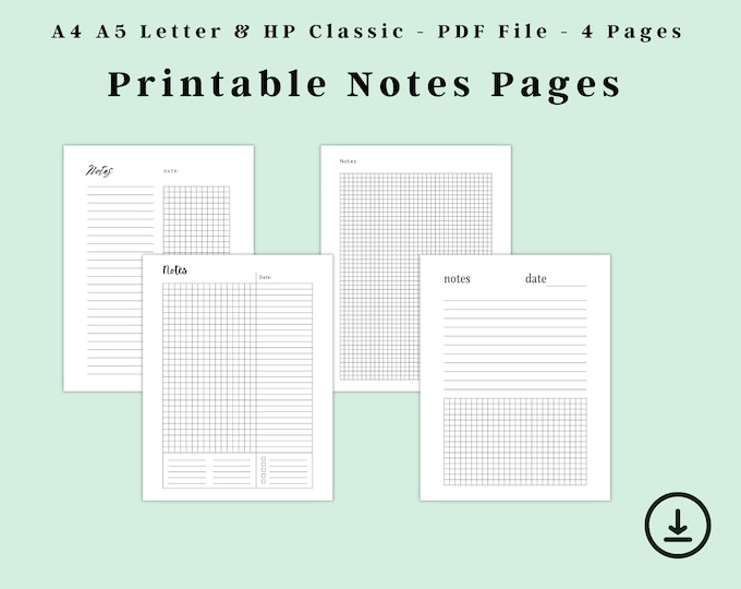 Happy Planner Classic Note Paper - Graph Paper - Grid Pages - Printable ...