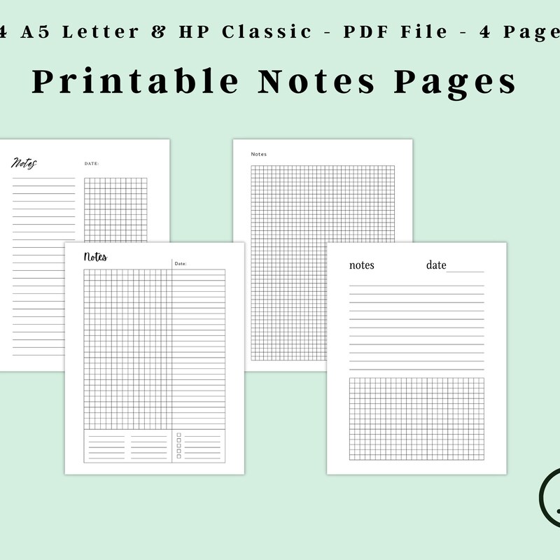 Notes Page Printable - Etsy