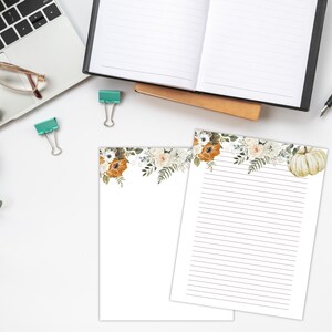 Fall Writing Paper Printable, Pumpkin Stationery Set, Autumn Letter ...