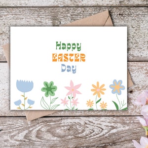 Printable Pastel Flower Easter Card, Easter Cards, Digital Easter ...