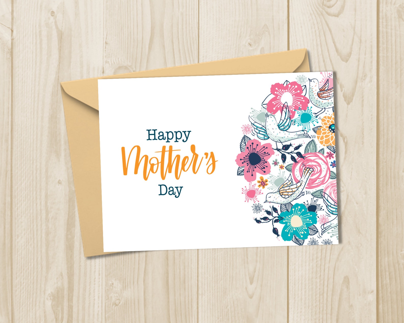 Mother's Day Card Printable, Digital Floral Mothers Day Cards, Happy ...