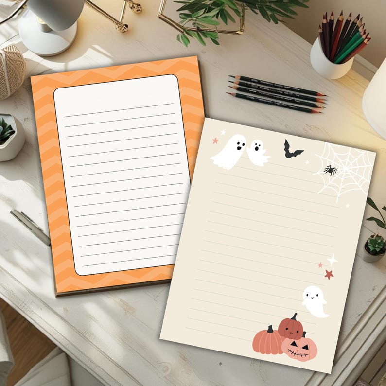 Halloween Stationery Set, Printable Writing Paper and Envelopes, US ...