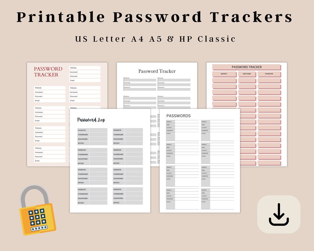 Password Tracker Printable Template, Digital Password Keeper, Password ...