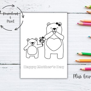 Mothers Day Coloring Card, Kids for Mom Art, Digital PDF File, 5x7 - Etsy