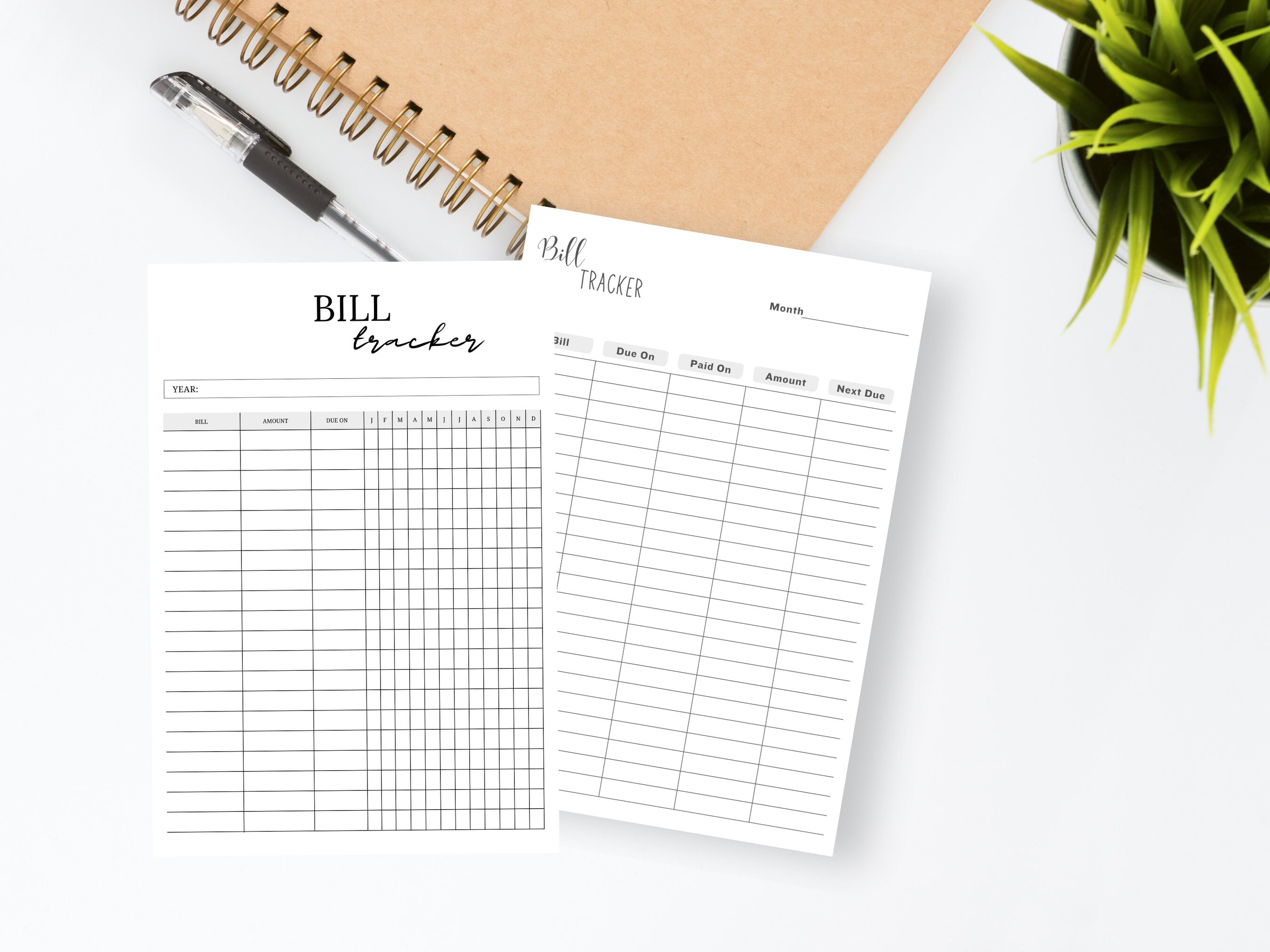 Monthly Bill Tracker Log, Payment Checklist, Digital PDF, US Letter A4 ...