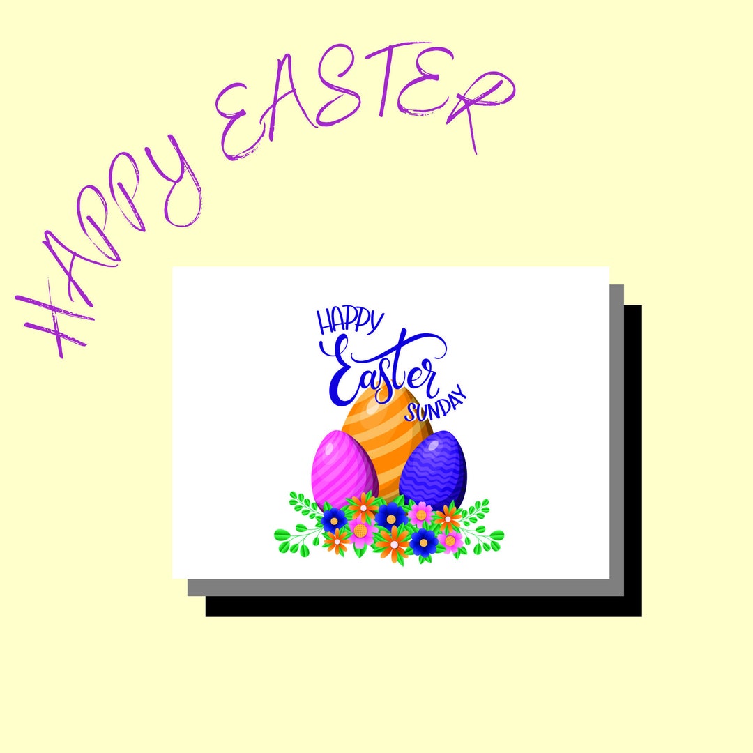 Printable Easter Card, Easter Floral Egg Greeting Card, A7 A2 Envelope ...