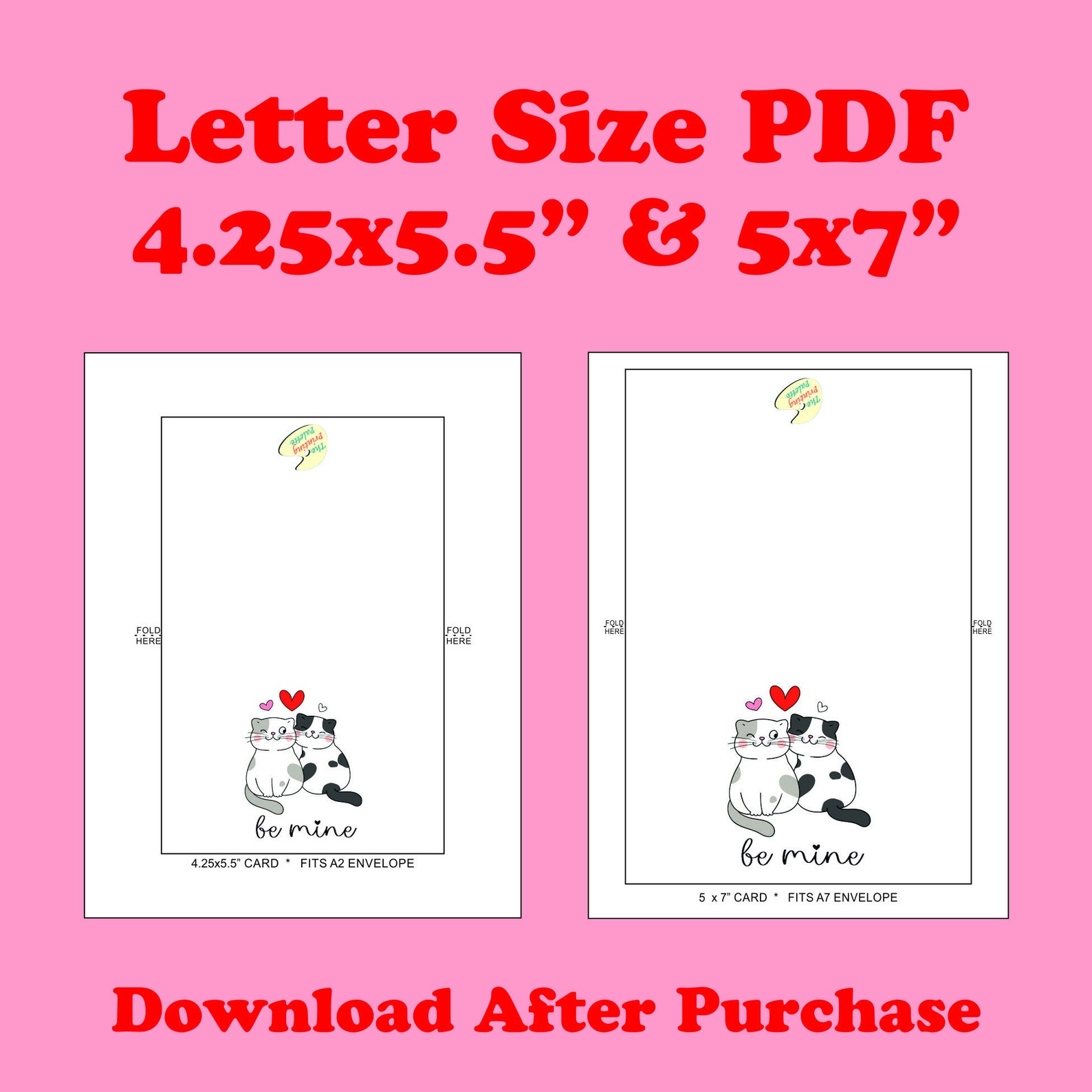 Cat Valentine's Day Card, Printable Valentines Cute Kitty Card Set ...