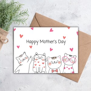 Cute Cats Mother's Day Card, Digital Greeting Card for Cat Moms & Cat ...