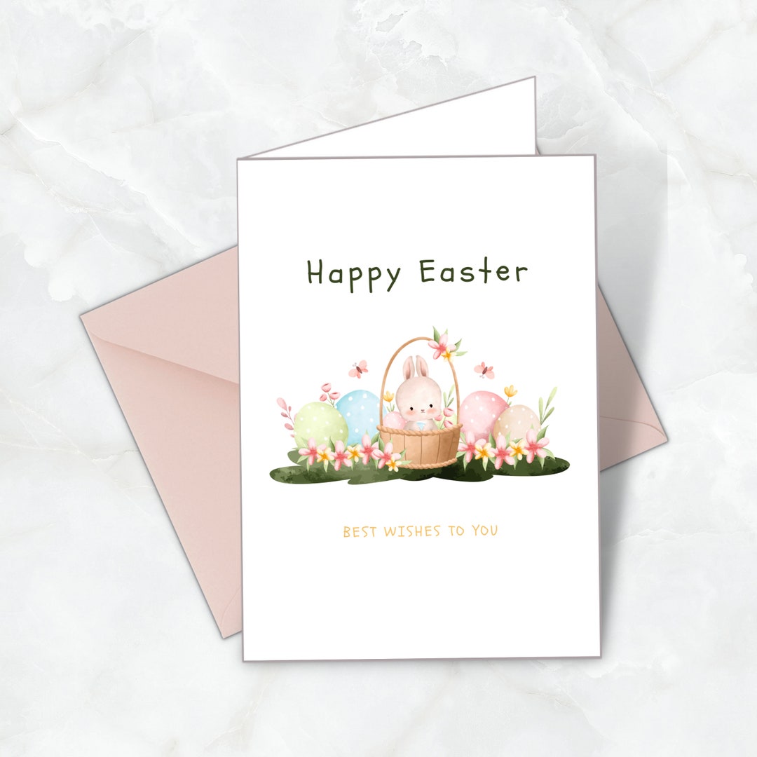 Easter Cards Printable, Easter Bunny Greeting Card, Kids Easter Card ...