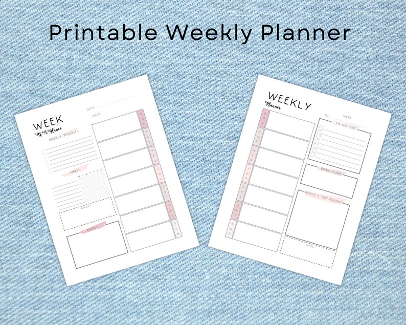 Weekly Planner Printable, Digital Weekly Planner, Weekly Schedule ...