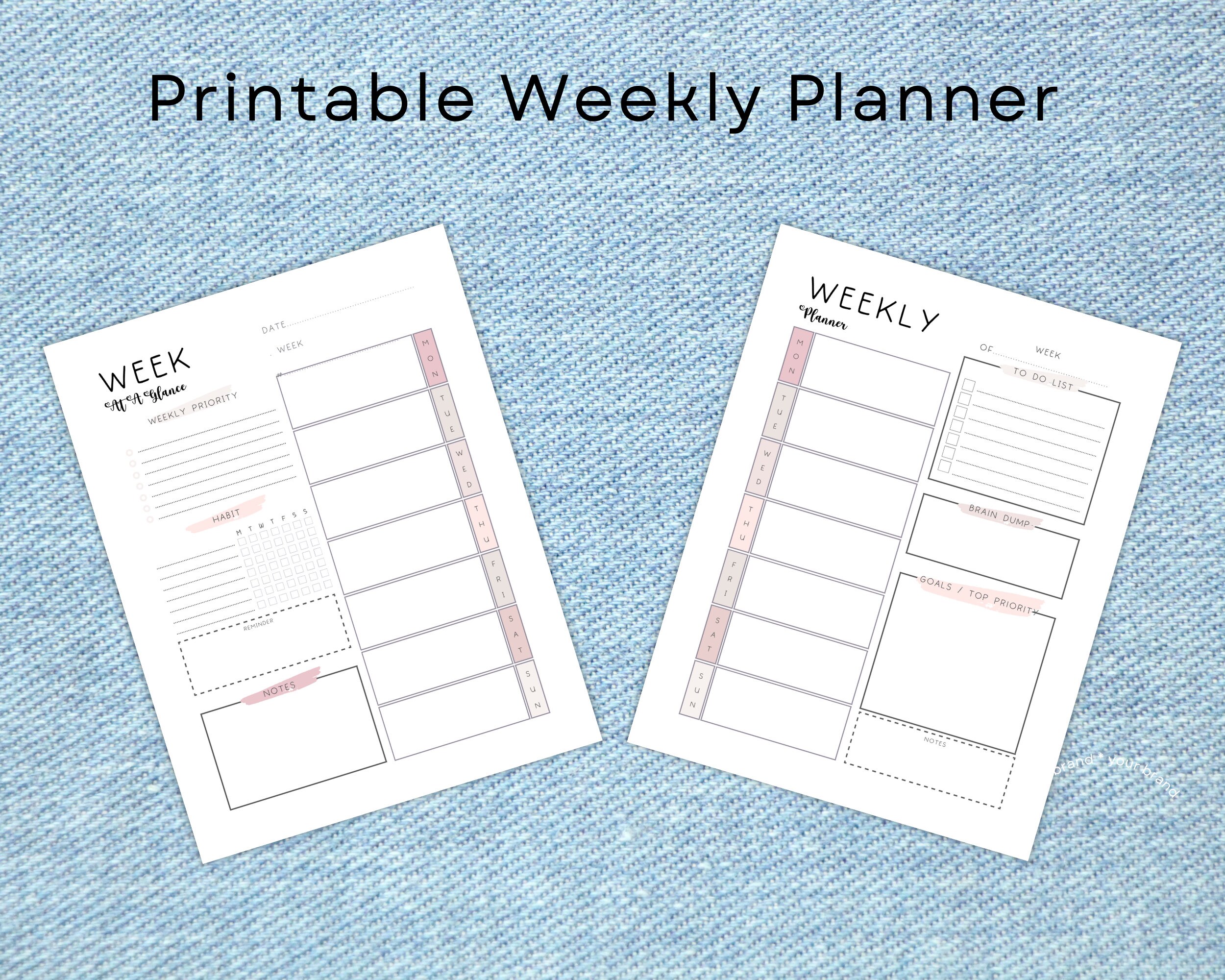 Weekly Planner Printable, Digital Weekly Planner, Weekly Schedule ...