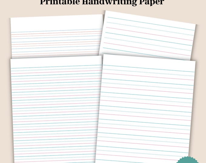 2 Printable Lined Handwriting Paper Red Bottom, Blue Top, Writing ...