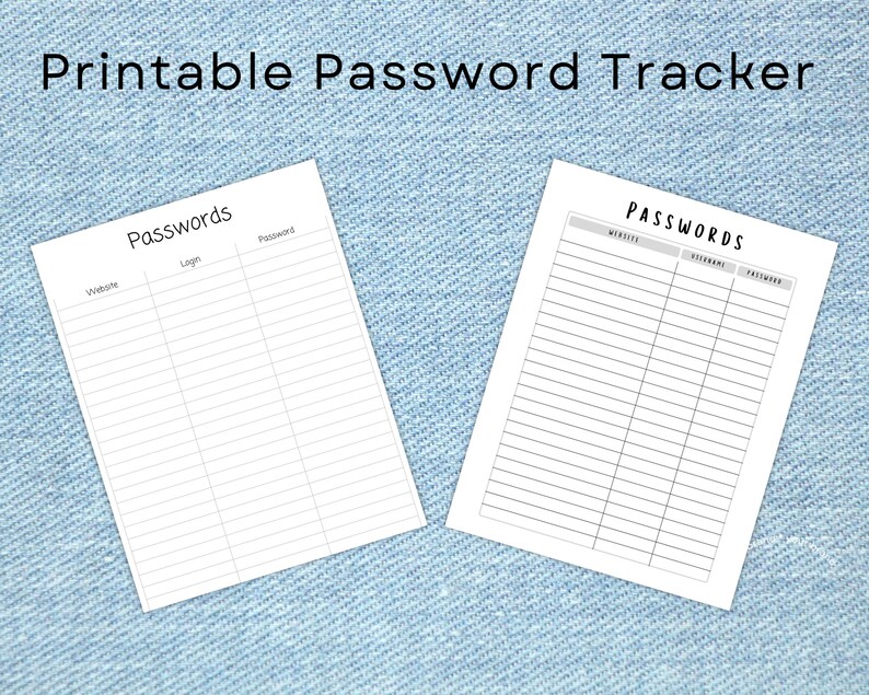 Password Tracker, Password Template, Password Tracker Printable ...