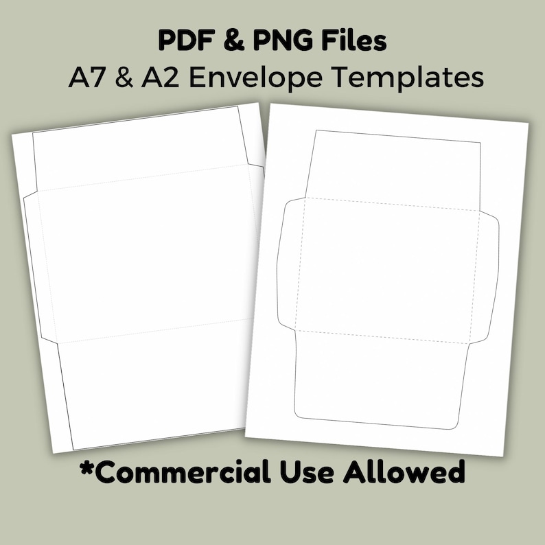Envelope Template Set, Commercial Use, Digital PDF File & PNG, A7 A2 ...