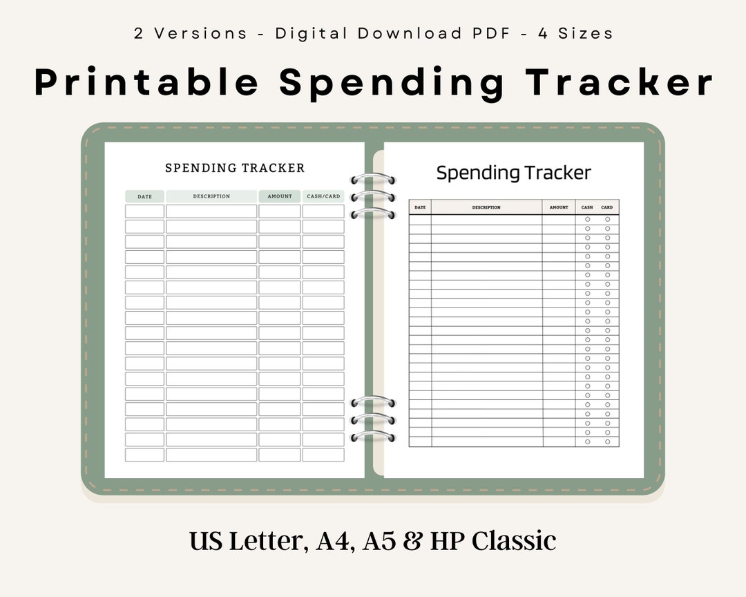 Spending Tracker Digital, Spending Tracker Printable, Expense Tracker ...