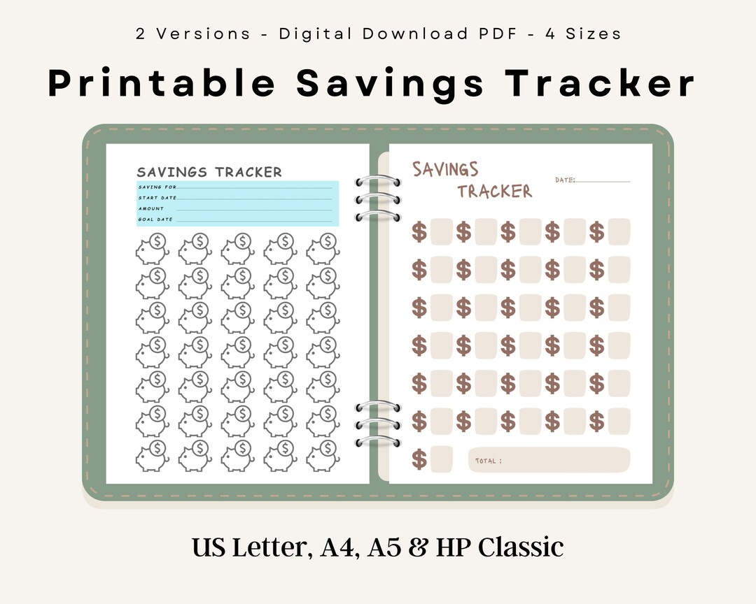 Savings Challenge Digital, Savings Challenge Printable, Savings Tracker ...