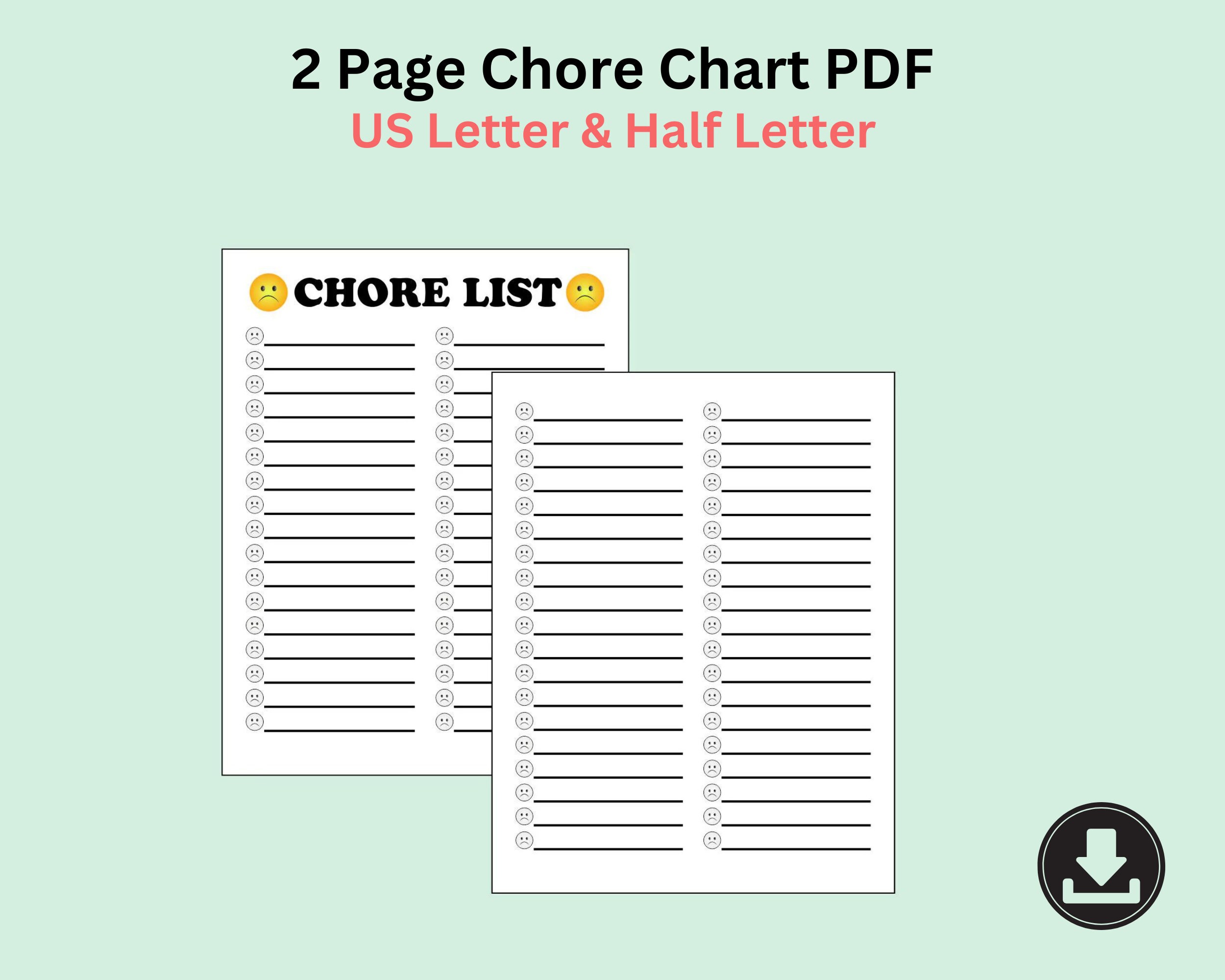 Chore Chart Digital Chore List Printable Goodnotes Chore to - Etsy
