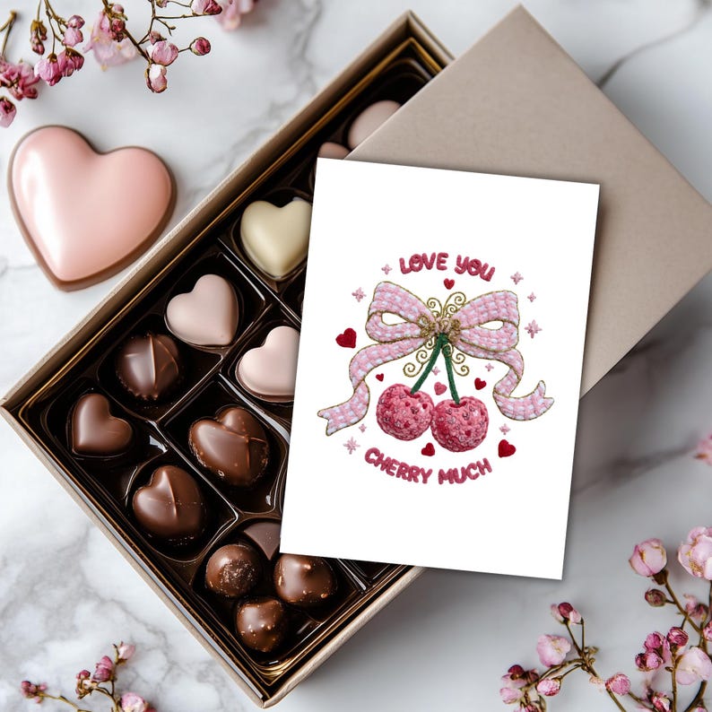 Crochet Valentine Card, Cherry Love Design, Love You Theme, Digital PDF ...
