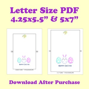 Printable Happy Easter Cards, Cute Easter Bunny Greeting Card, Easter ...