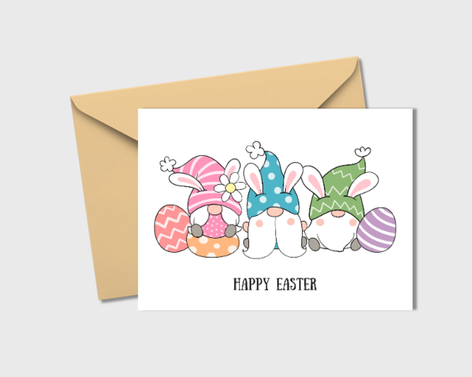 Printable Easter Cards Gnome, Easter Greeting Card Digital, Gnome Card ...