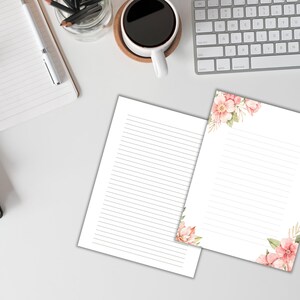 Floral Lined Writing Paper Bundle, Stationery Lined Unlined Paper, A4 ...