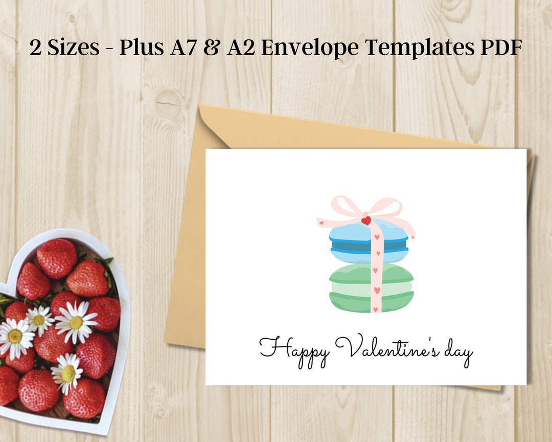 Macaroon Valentine's Day Card, Digital PDF File, 5x7 - Etsy