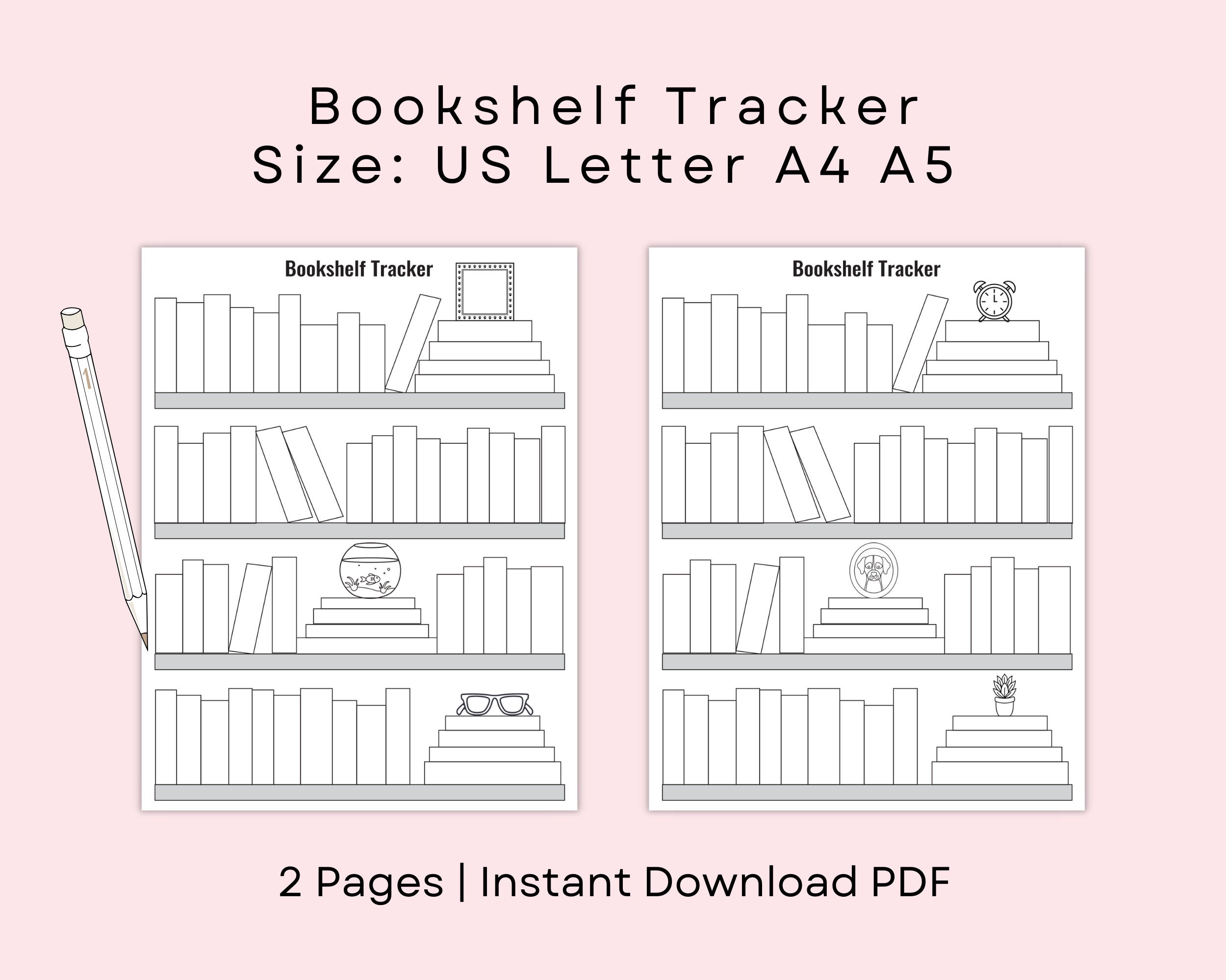 Book Tracker Digital Book Tracker Bookshelf Printable Book - Etsy