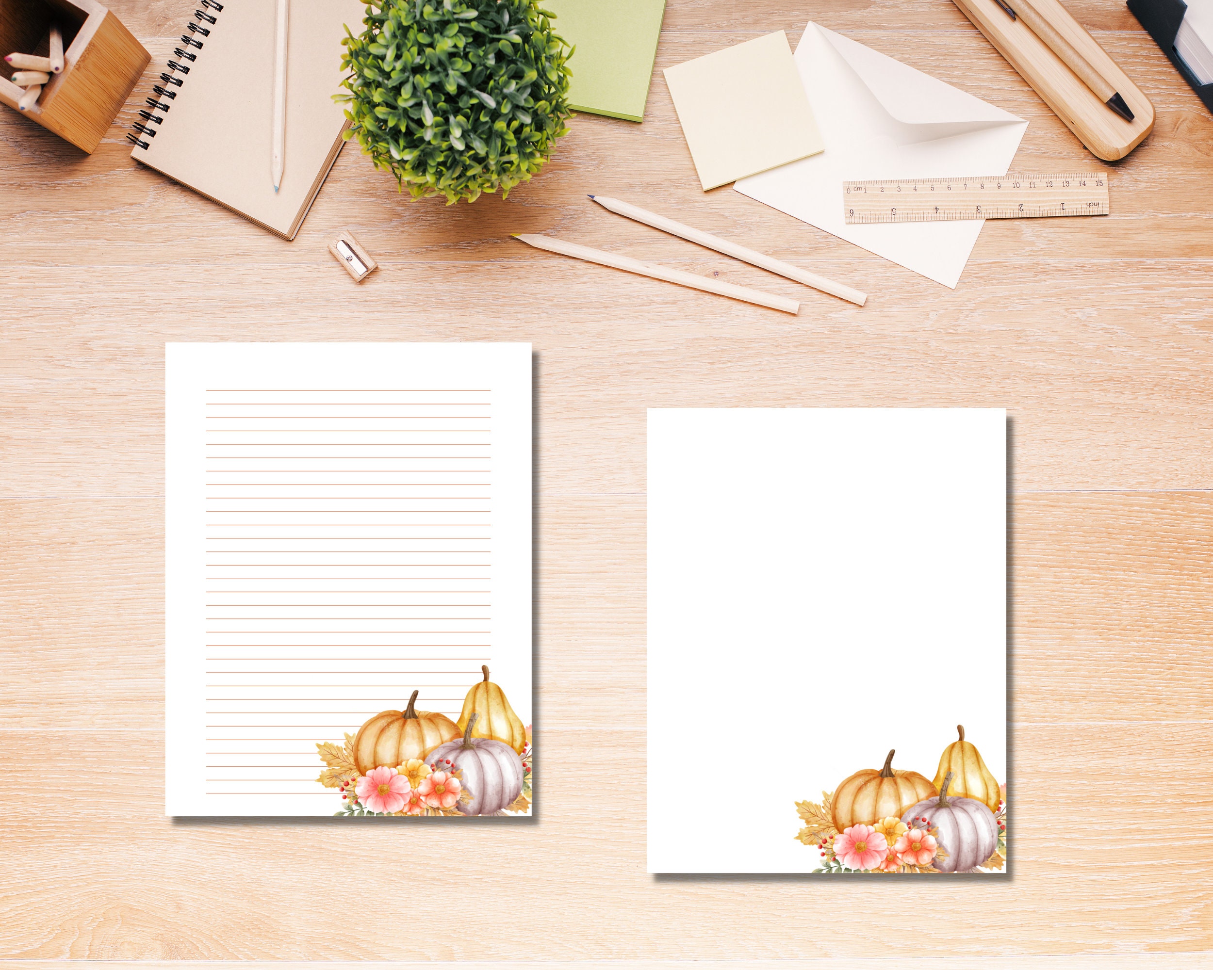Fall Stationery Paper, Stationery Paper Unlined Lined Pages Digital ...