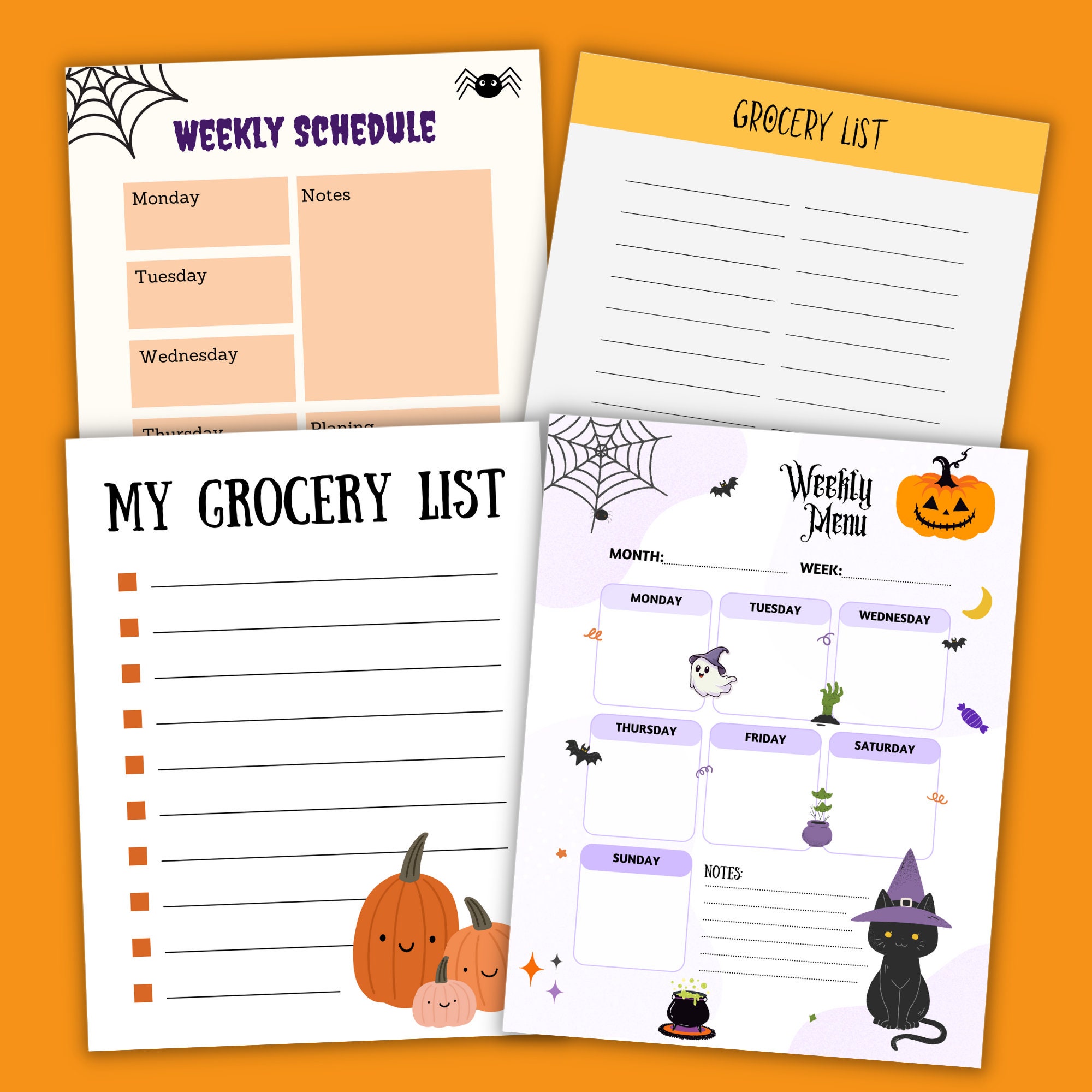 Halloween Planner Checklist Printable, Digital Halloween Schedule ...