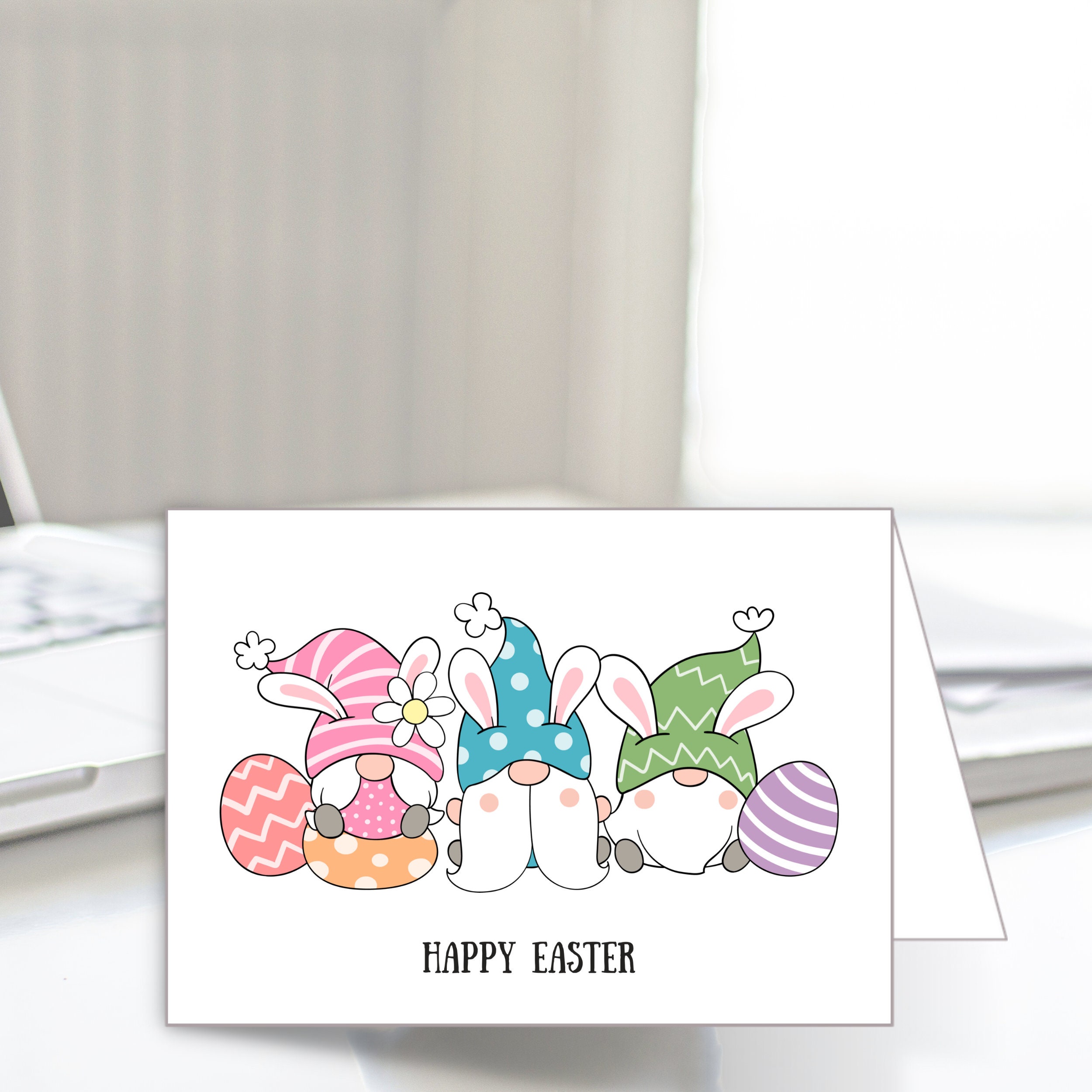 Printable Easter Cards Gnome, Easter Greeting Card Digital, Gnome Card ...