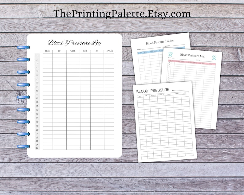 Blood Pressure Tracker, Heart Rate Log, Hypertension Log, Digital PDF ...