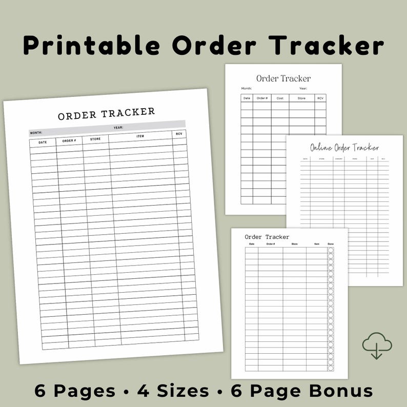 Printable Order Tracker, Online Shopping Log, Package Delivery ...