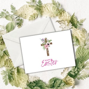 Floral Cross Easter Card Set: Religious Printable (PDF) - Etsy