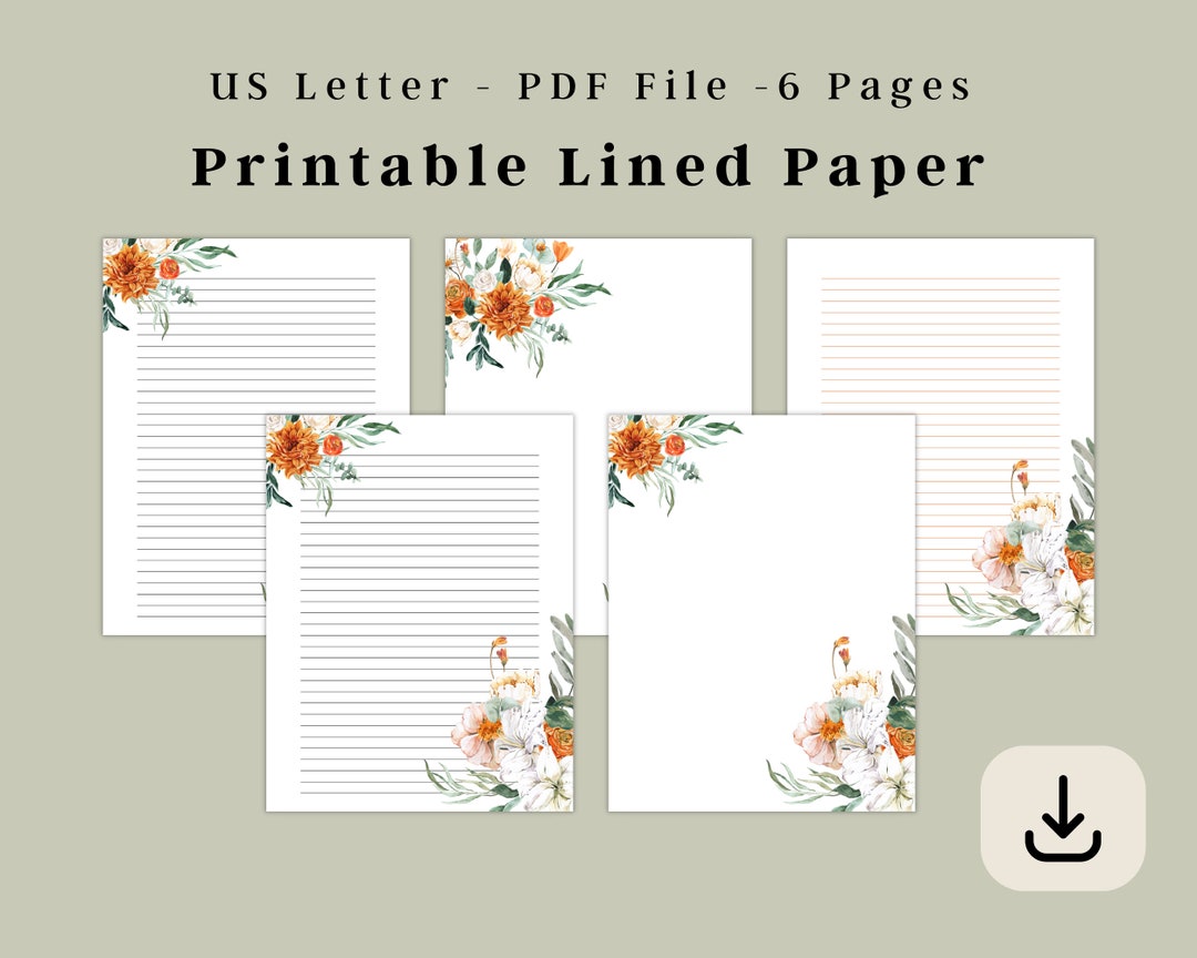 Letter Writing Stationery Printable Stationery Lined Paper - Etsy