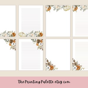 Fall Writing Paper Printable, Pumpkin Stationery Set, Autumn Letter ...