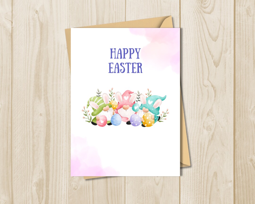 Printable Gnome Easter Card Printable, Happy Easter Greeting Cards ...