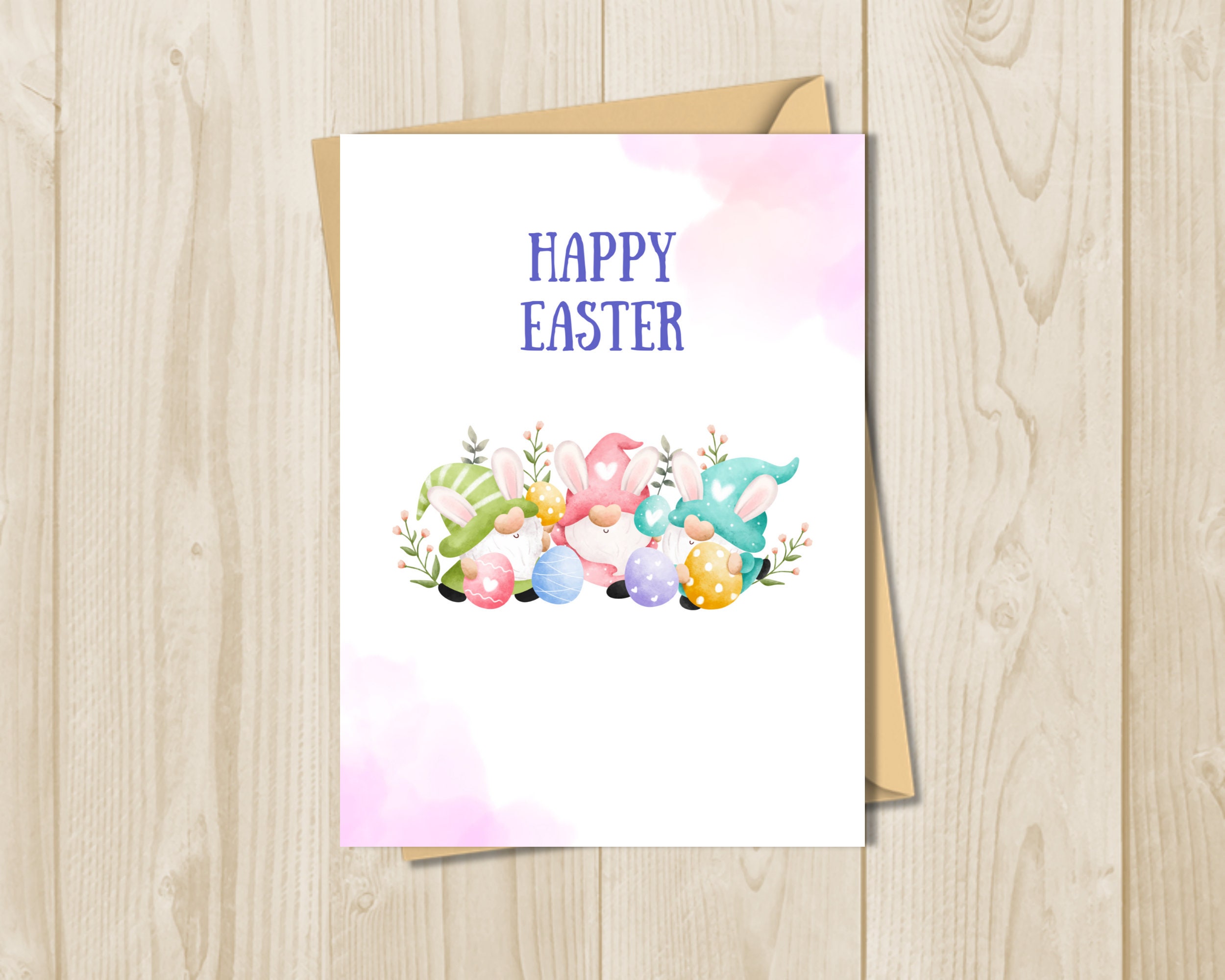 Printable Gnome Easter Card Printable, Happy Easter Greeting Cards ...