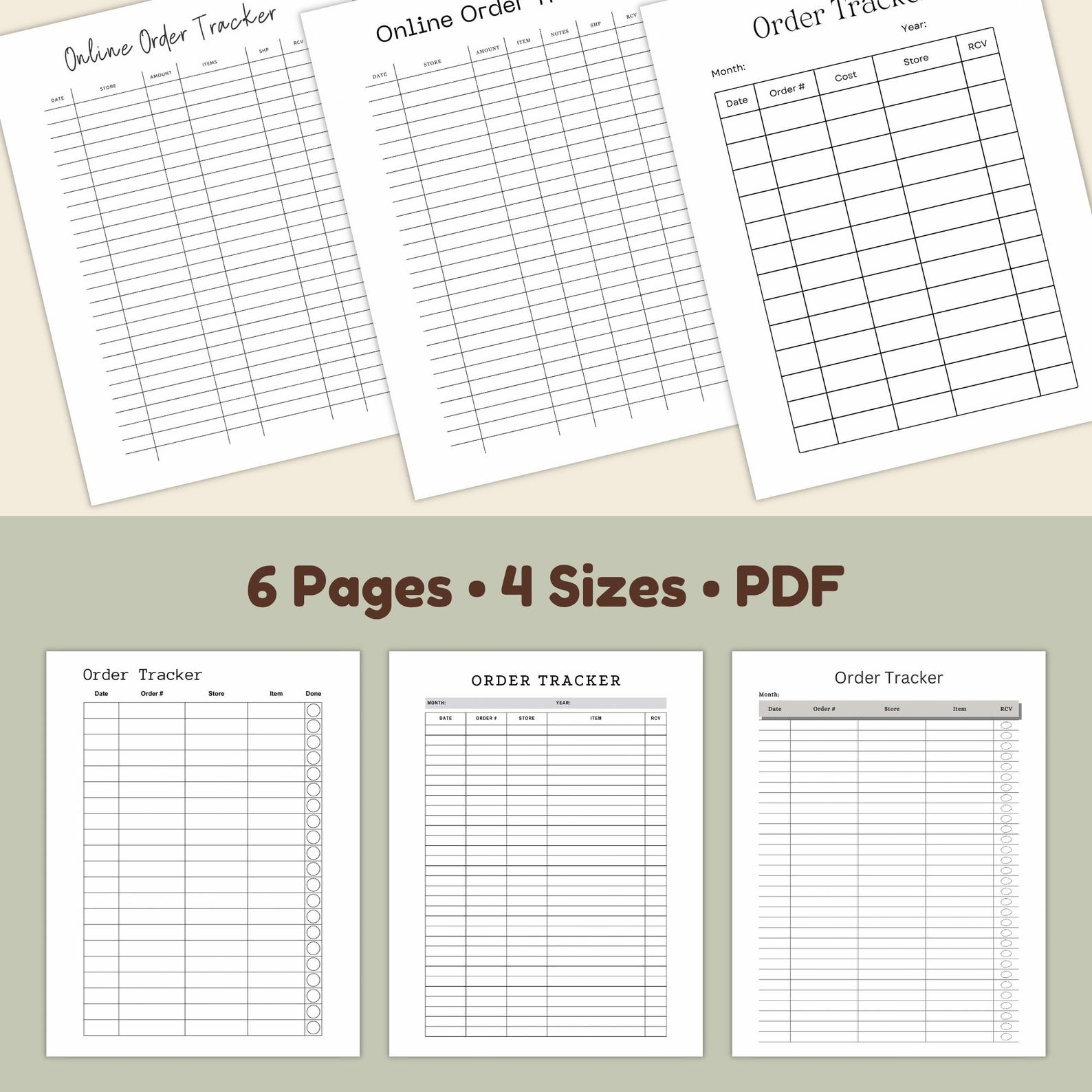 Printable Order Tracker, Online Shopping Log, Package Delivery ...