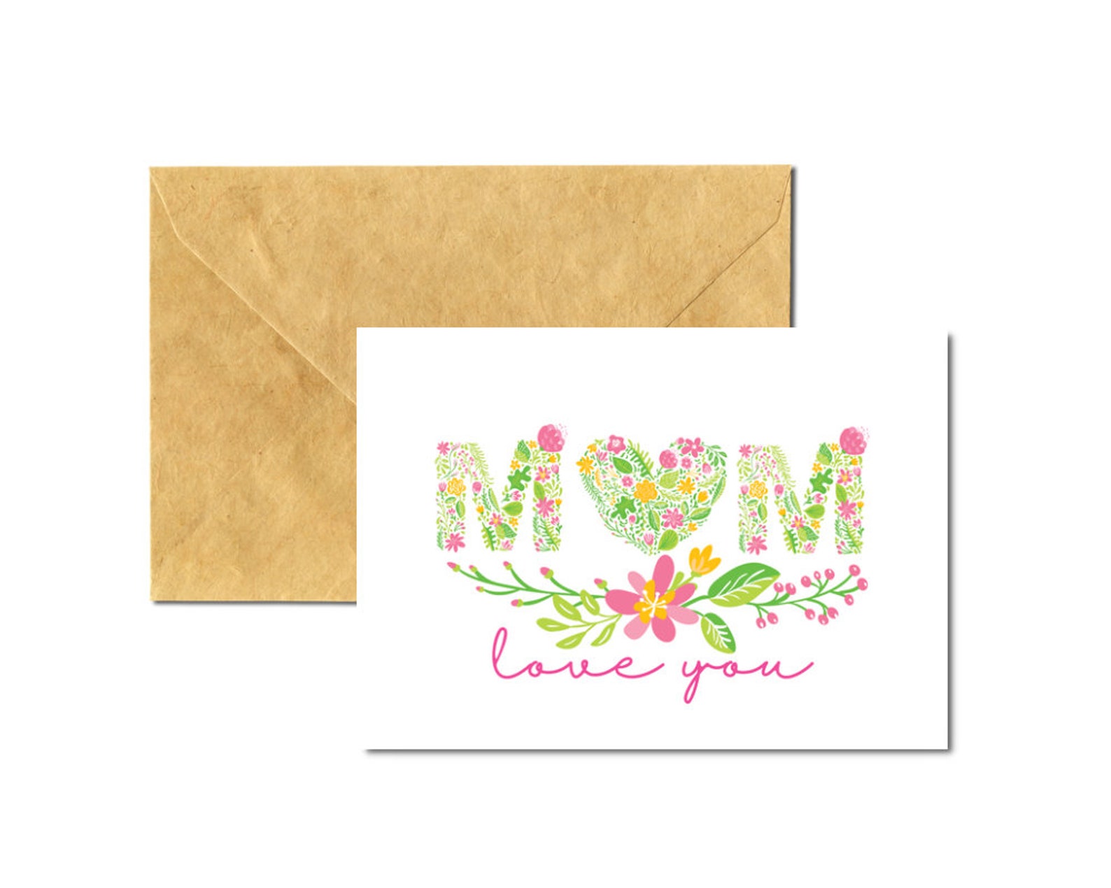 Mother's Day Cards Digital, Printable Floral Love You Mothers Day Card ...