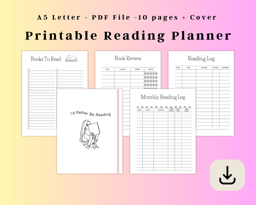 Book Reading Digital Planner, Book Tracker Printable, Book Tracker ...