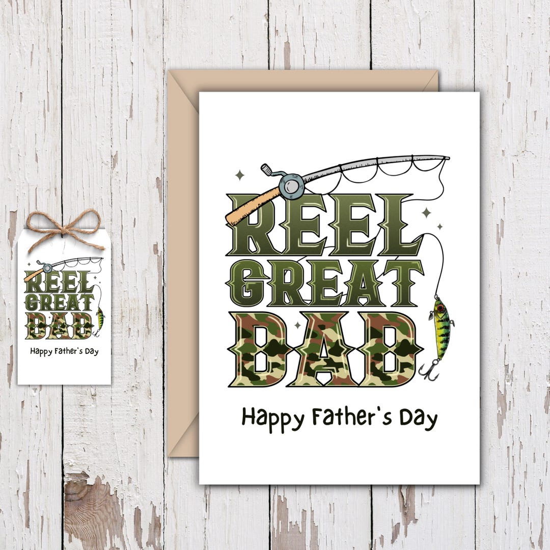 Fishing Fathers Day Card, Reel Great Dad Card Printable, Digital PDF - Etsy