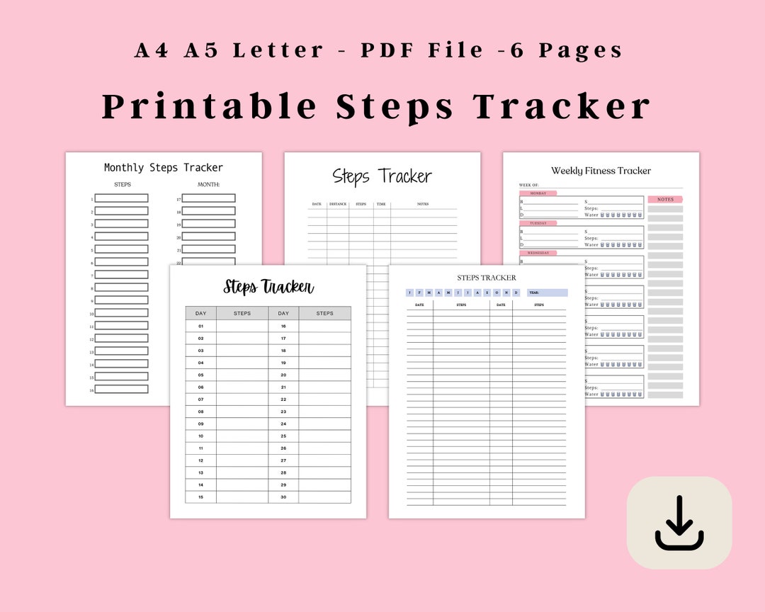 Step Tracker Digital, Step Tracker List Printable, Step Tracker ...