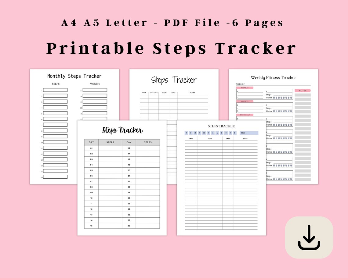 Step Tracker Digital, Step Tracker List Printable, Step Tracker ...