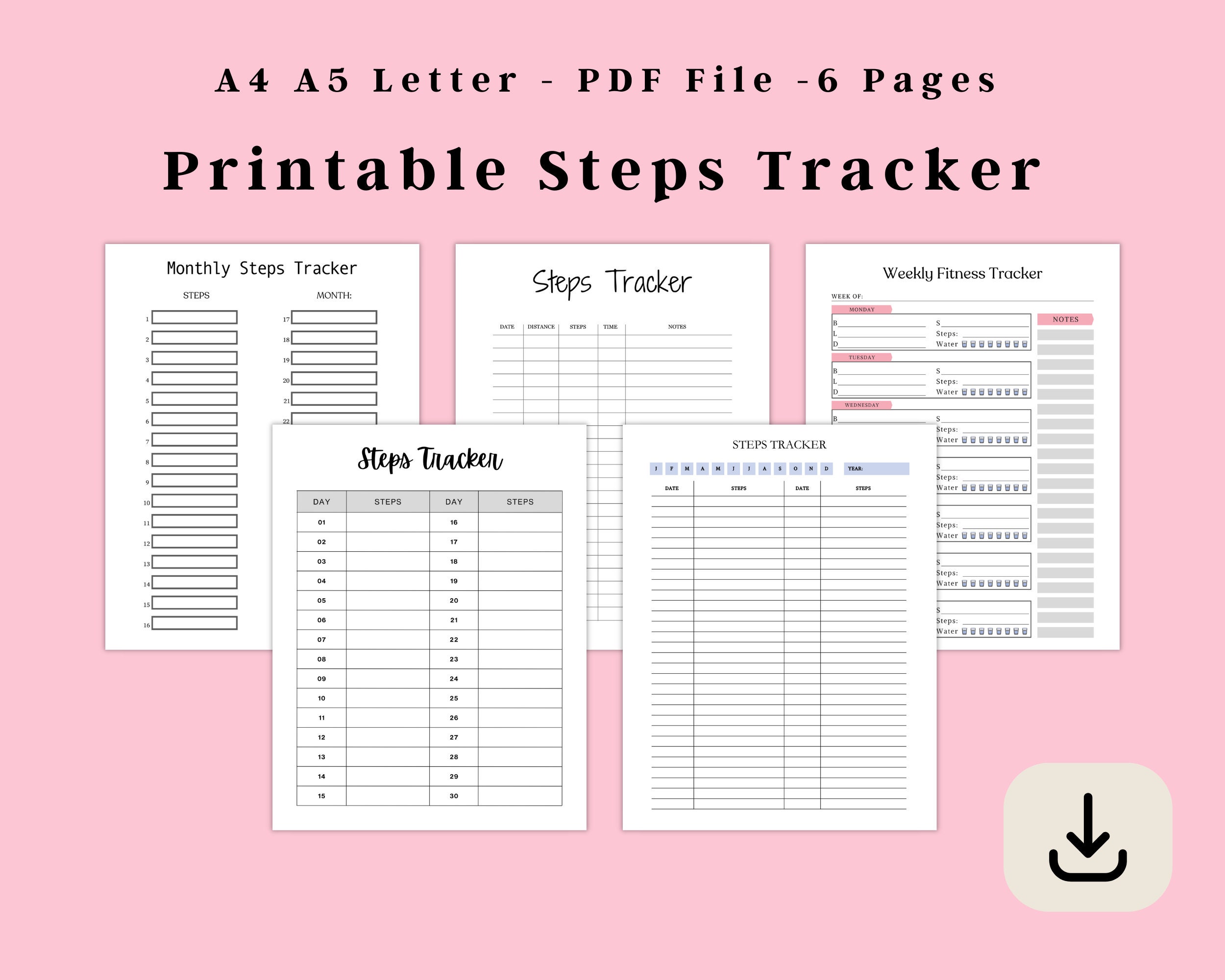 Step Tracker Digital, Step Tracker List Printable, Step Tracker ...