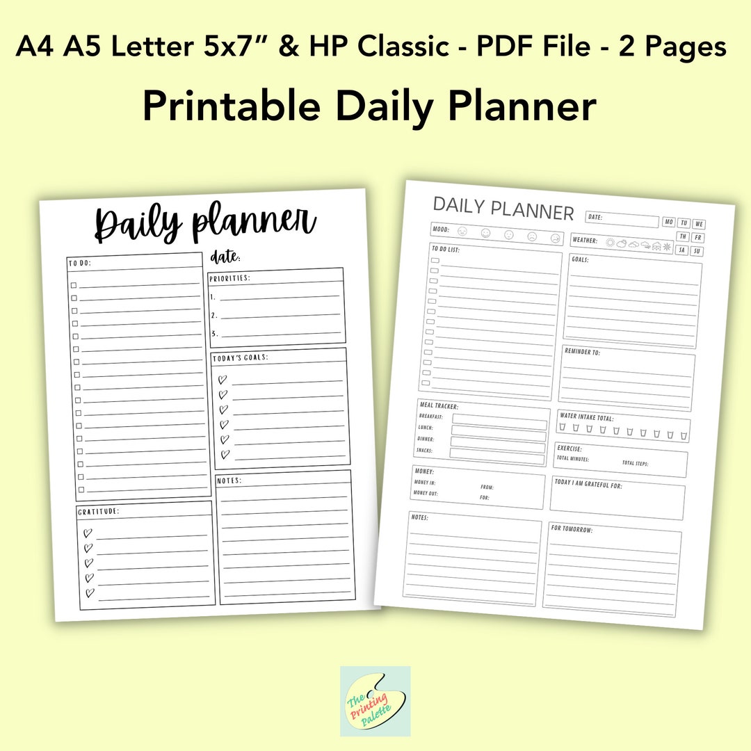 Daily Planner Printable: To-do List, Schedule, and Checklist (digital ...