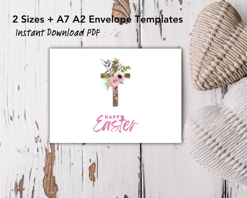 Floral Cross Easter Card Set: Religious Printable (PDF) - Etsy