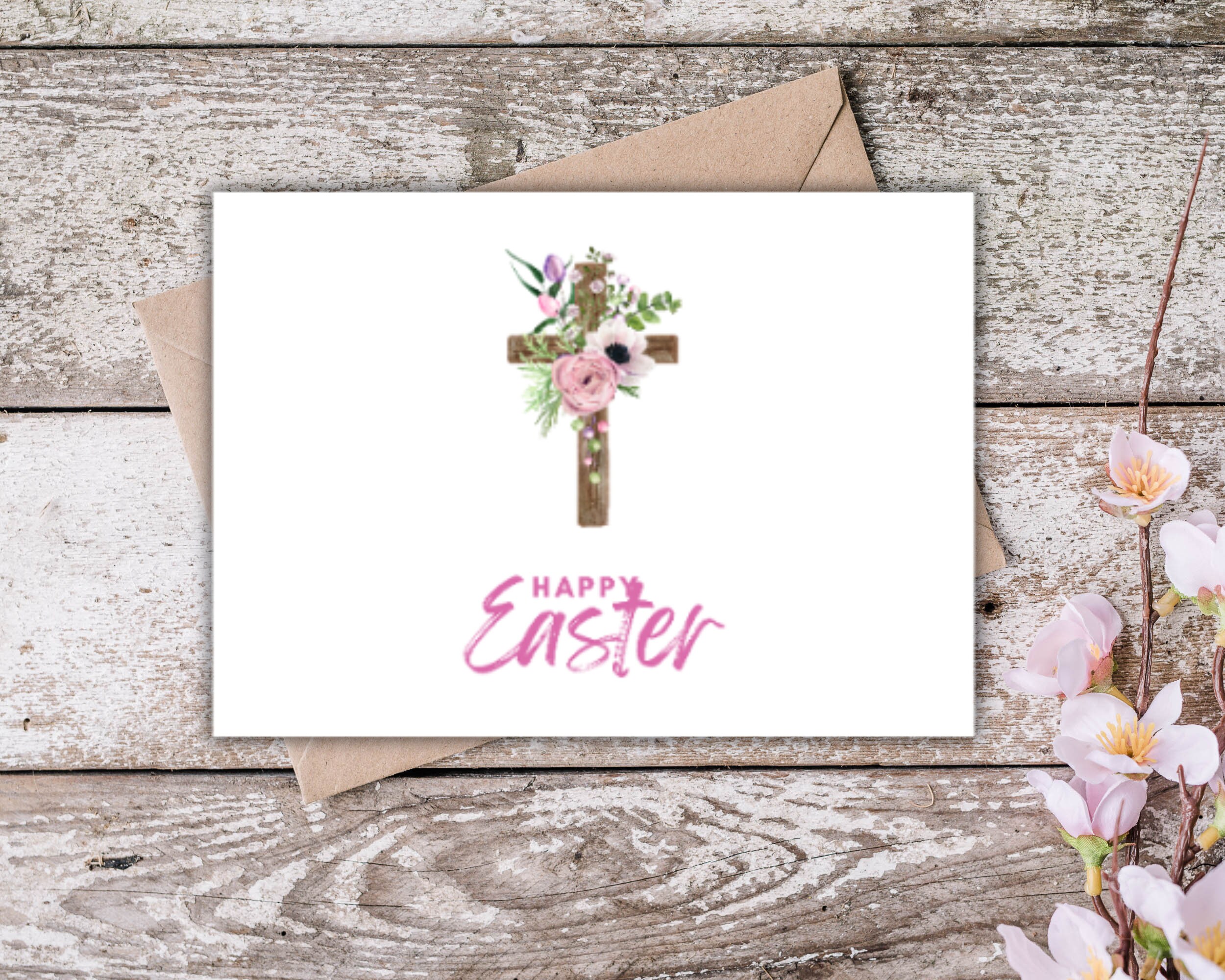 Floral Cross Easter Card Set: Religious Printable (PDF) - Etsy
